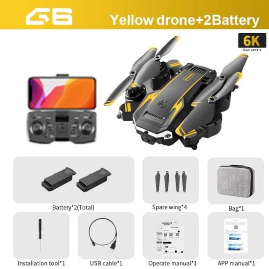 6K-DualC-Jaune-2B-KOHR G6 drone 8k 5g gps q6 dron professionnel hd ...