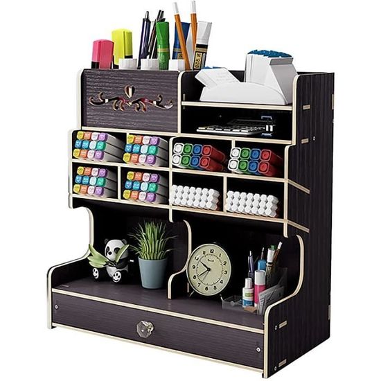 Organiseur de bureau en bois à monter soi-même, grande capacité, boîte ...