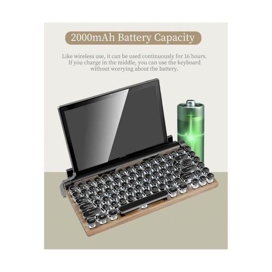 83 Touches Claviers de de Machine à éCrire Bluetooth USB MéCanique Punk ...