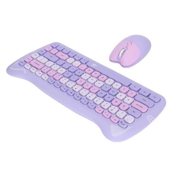 Clavier et Souris Sans Fil - SURENHAP - Forme de Chat Mignon - Violet ...