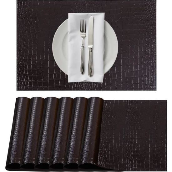 Lot De 6 Sets De Table Lavables En Cuir - Aspect Cuir - Imperméable ...