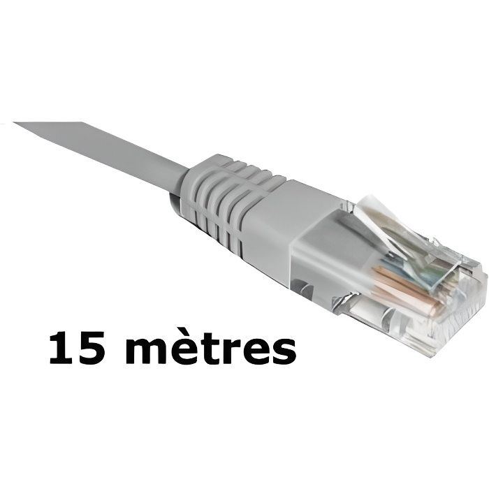 Câble Rj45 Cat 6E 15m Gris - Cdiscount Informatique