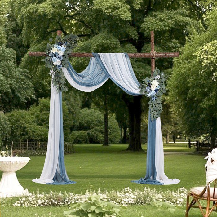 Arche de mariage bleue artificielle avec 2 Fleurs et 2 Tentures ...