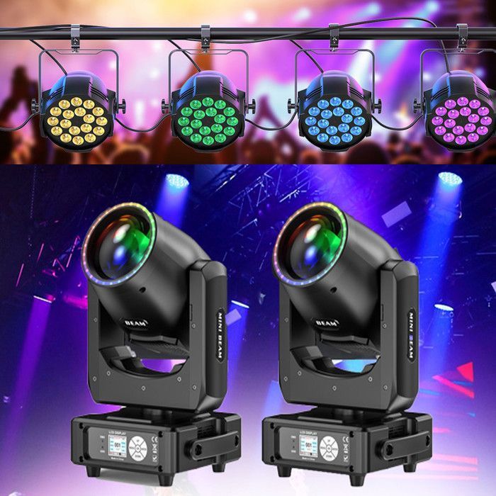 UKING- 350W RGBW LED DJ Lyre GOBO avec des Bandes Lumineuses - Pack de ...