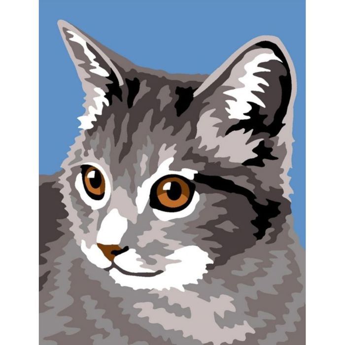 Kit Canevas Portrait Chat Chartreux 14 x 18 cm Pénélope Blanc Petits ...