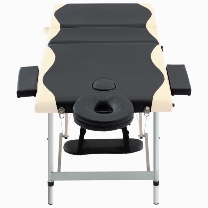 Table De Massage Pliable 3 Zones Aluminium Noir Et Beige
