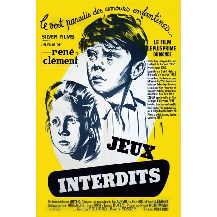 JEUX INTERDITS repro affiche cinéma 60x90 - Cdiscount Maison
