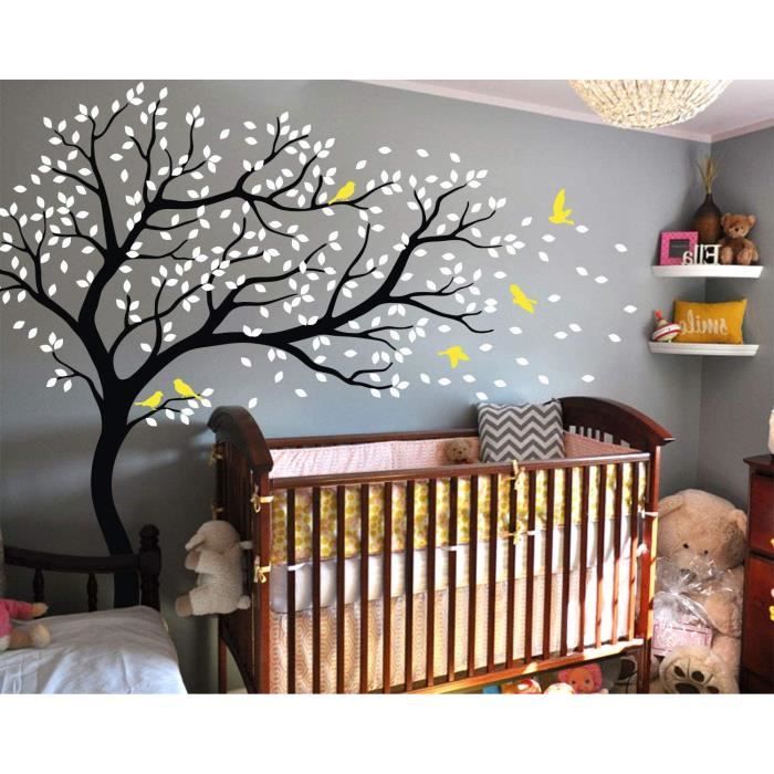 Sticker mural grand arbre vinyle autocollant arbre soufflant dans le ...