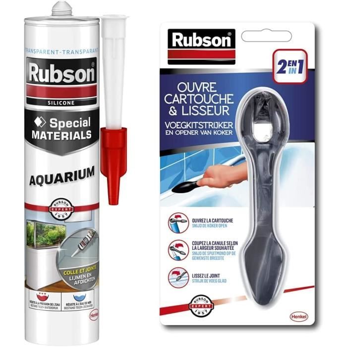 Mastic Colle Verre Aquarium 280 ml Transparent & Ouvre cartouche et ...