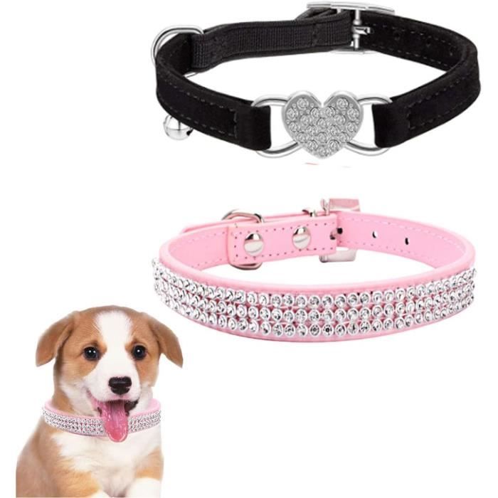 Lot De 2 Colliers Pour Chien En Cuir Scintillant Bling-Bling Et Collier ...