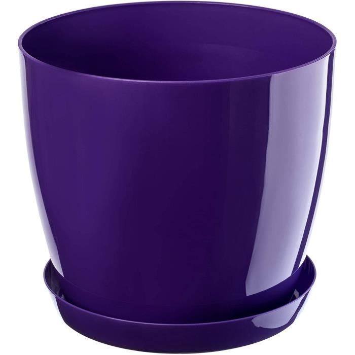 Pot à fleurs-plantes avec soucoupe Forme ronde et élégante En plastique ...