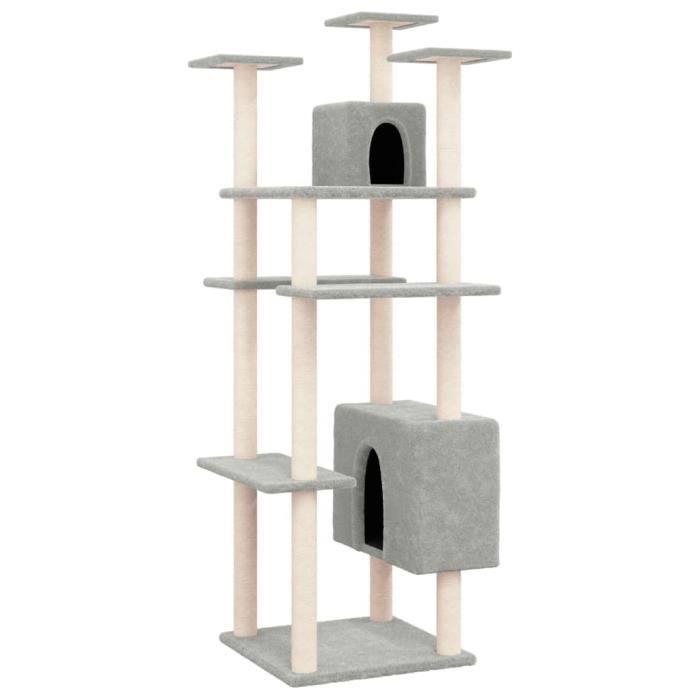 KEENSO Arbre à chat avec griffoirs en sisal Gris clair 162 cm KN005 ...