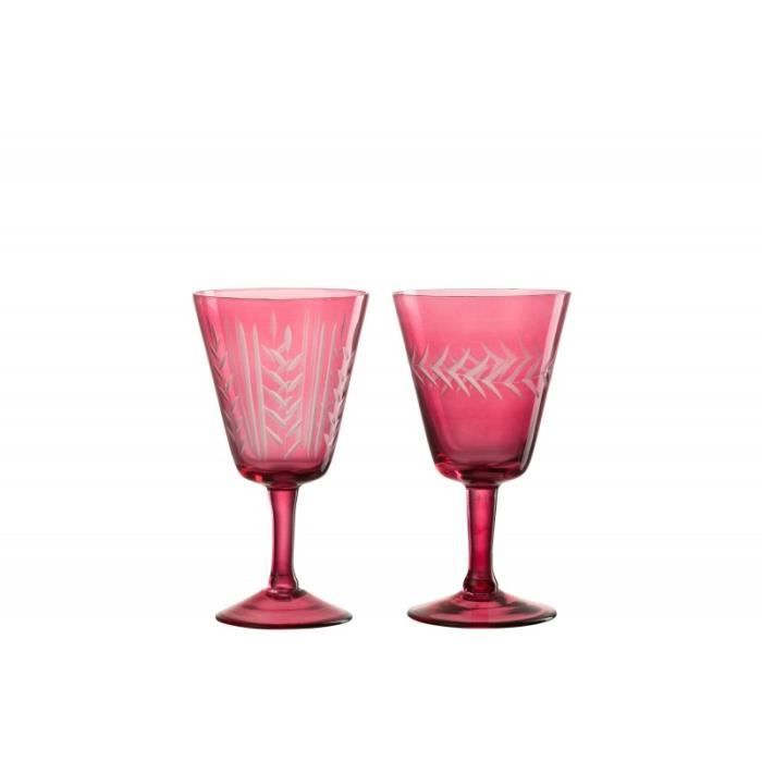 Set de 2 verres à motifs sur pied en verre rouge 9x9x17 cm Rouge ...