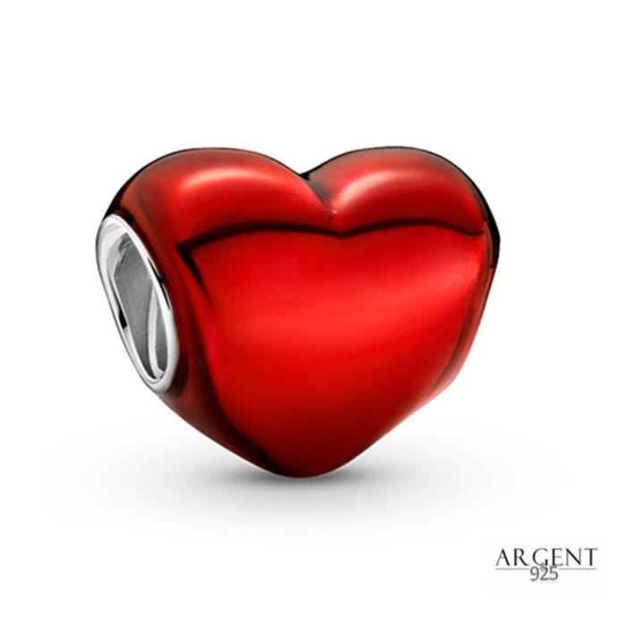 Charme coeur rouge Breloque argent 925 compatible bracelet Pandora et ...