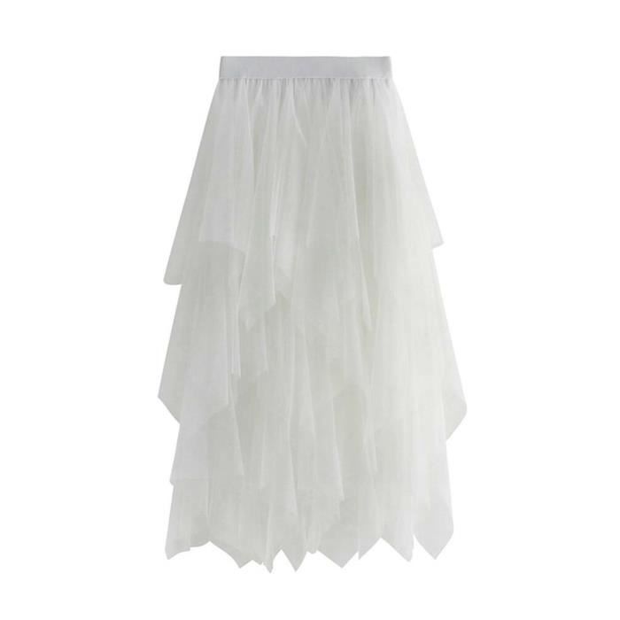 Jupes mi-longues taille haute pour femmes,jupes en tulle monochromes ...