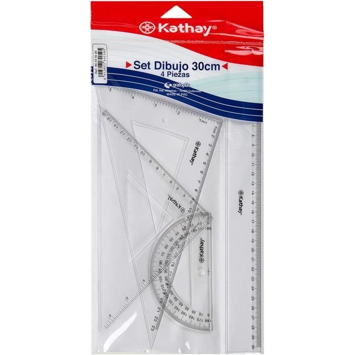 Kathay 86420600. Pack scolaire de dessin avec règle 30 cm, équerre ...