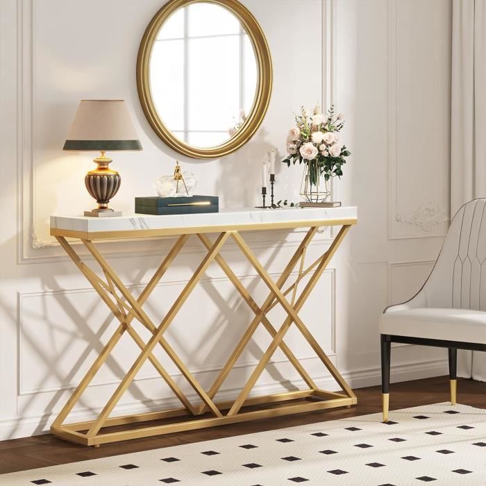Tribesigns Table Console dorée de 140 cm, Table d'entrée Moderne avec ... Tribesigns Table Console dorée de 140 cm, Table d'entrée Moderne avec ...