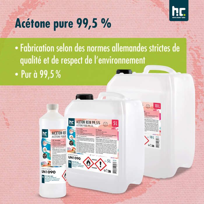 Acétone Pur 99,5% Höfer Chemie® 1 x 10 L – Dissolvant Polyvalent pour ...