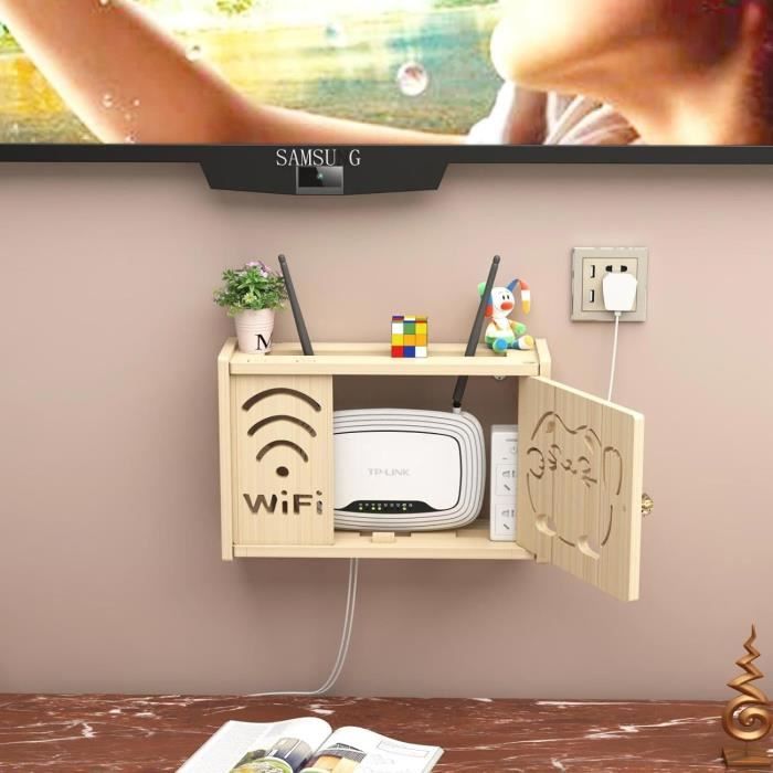 Etagere Murale Tv Suspendu Rangement Box Internet Étagère Tv Mural ...