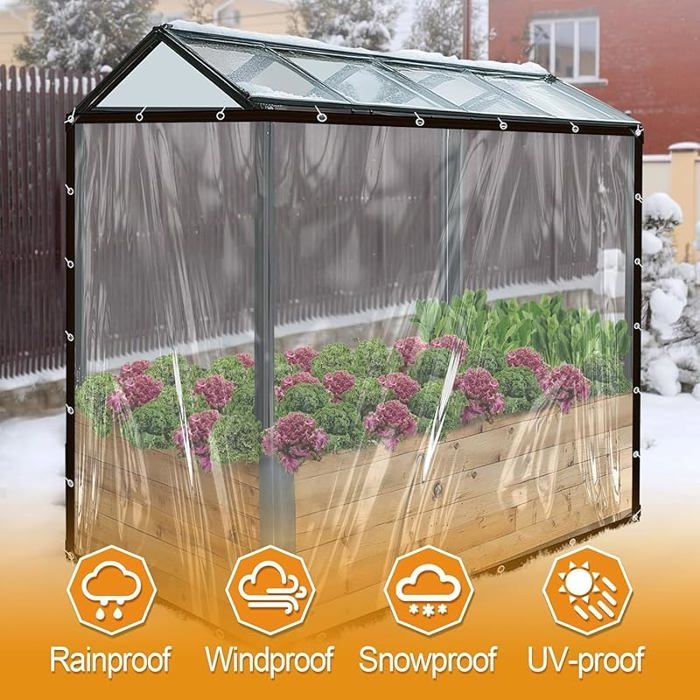 Bâche Protection Transparente, 2x4 m, Toit Serre pour Animaux Compagnie ...