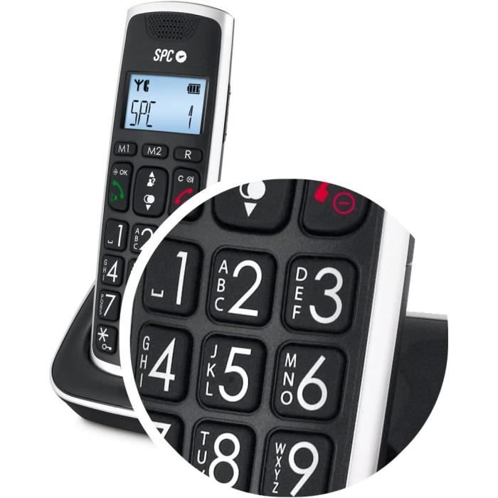 Duo Comfort Kaiser - Téléphone Noir Sans Fil Avec Grandes Touches Et ...