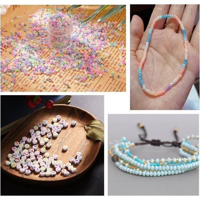 YUHIAKE Perles pour Bracelet Pastel, Perles de Rocaille Colorées DIY 3mm 12,000pcs, Avec Perles ...