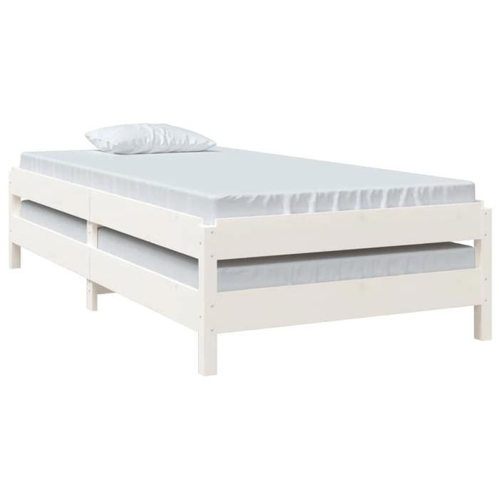 Lit empilable - Noname - 90x190 cm - Bois de pin massif - Blanc - 1 ...