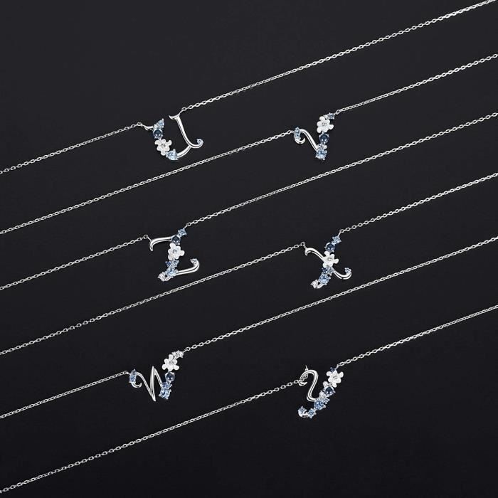 Collier Pendentif Lettre Initial De L'Alphabe En Mon Collier Prénom Personnalisé En Argent Fin ...