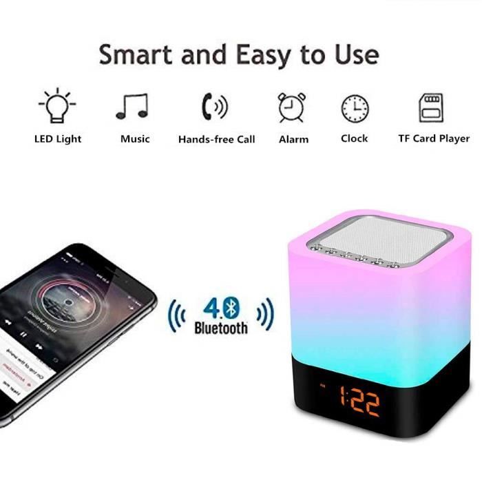 Enceintes bluetooth Réveil Touch Lampe LED lecteur MP3 / radio et ...