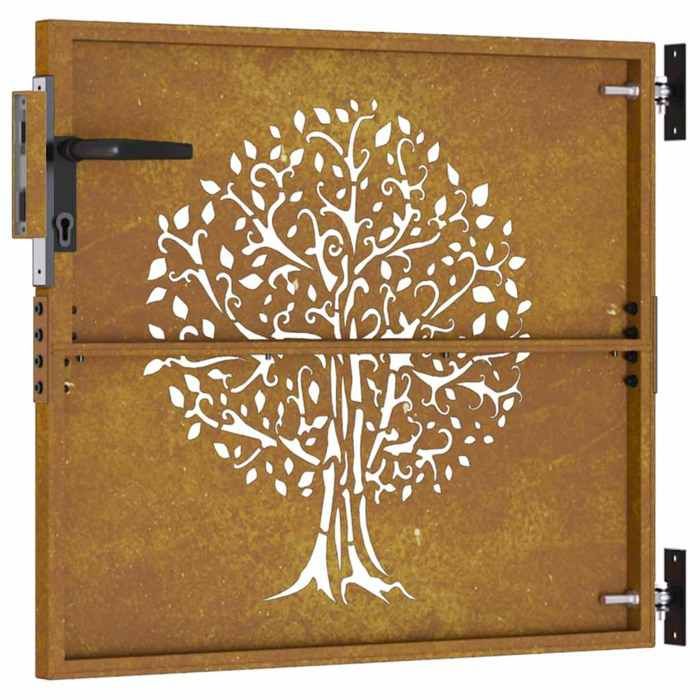 Portail de jardin en acier corten - MEUBLECHIC - 85x100 cm - Design ...