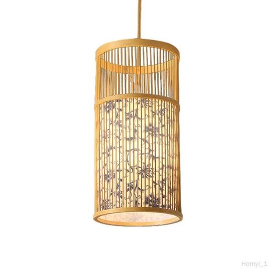Boho Lustre Luminaire Bambou Tissé Abat-jour Rustique Plafonnier ...