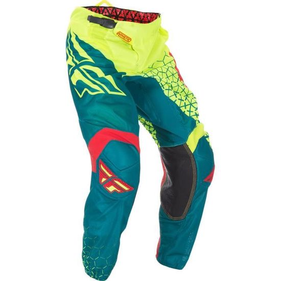 Pantalon de Motocross Fly Racing Kinetic - Jaune Fluo/Teal - Taille S ...