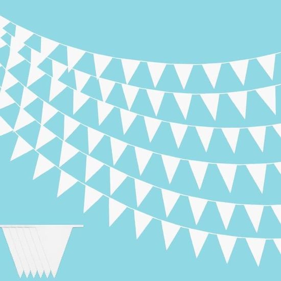 12M Drapeaux De Fanions, 50 Pièces Blanc Drapeau Triangle, Guirlande De ...