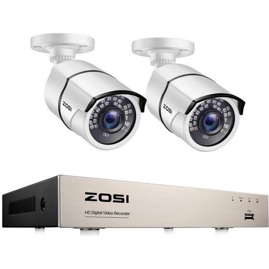 ZOSI 4CH 1080P H.265+ DVR + Caméra de Surveillance 2MP Etanche IP66 et ...