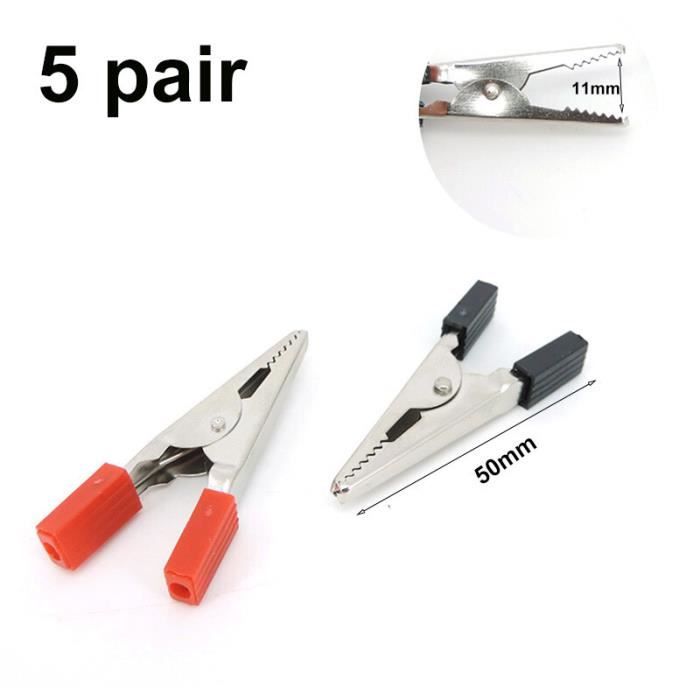 Pince crocodile électrique - Non spécifié - 5A - Rouge et Noir - 30mm ...