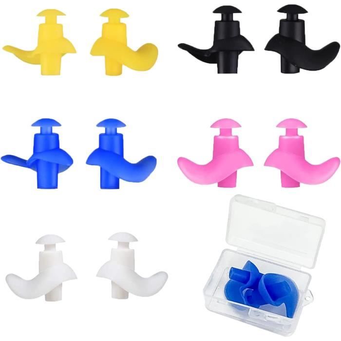 5 Paires Bouchon D'Oreille Piscine,Bouchons D'Oreille Étanches En Silicone Réutilisables Pour ...