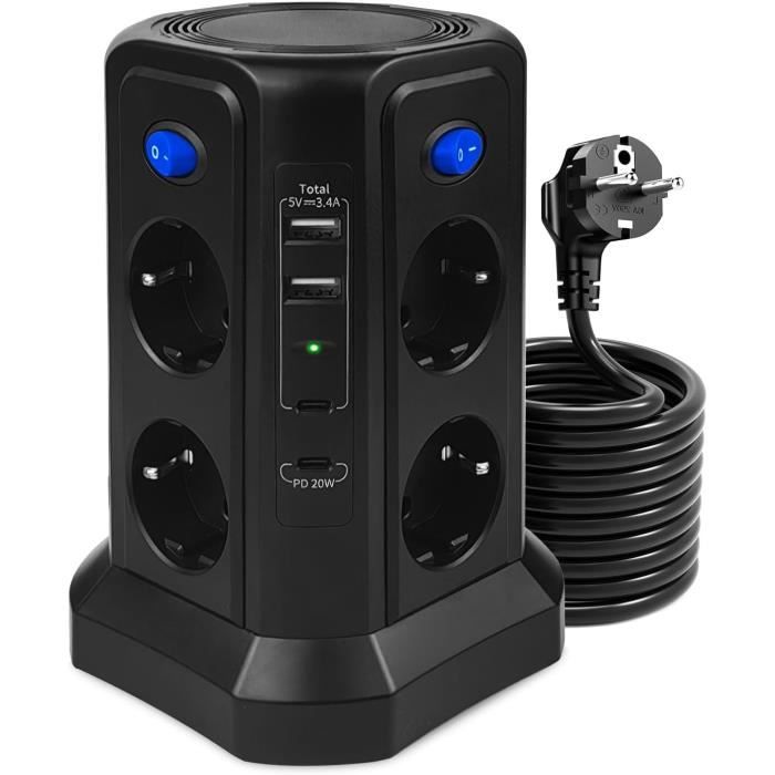 12 en 1 Tour Multiprise Electrique 3M, 4000W-16A Prises Electriques ...