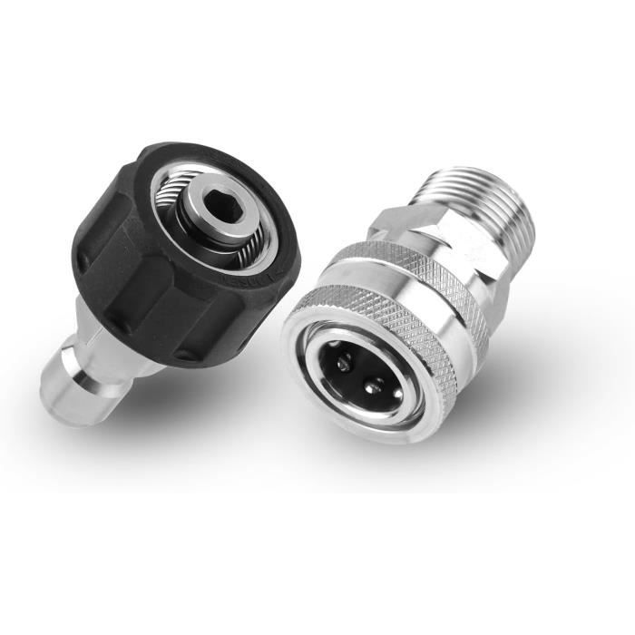 Kit Adaptateur Nettoyeur Haute Pression En Acier, Connexion Rapide M22 14Mm À 3-8 Pouces 5000Psi ...