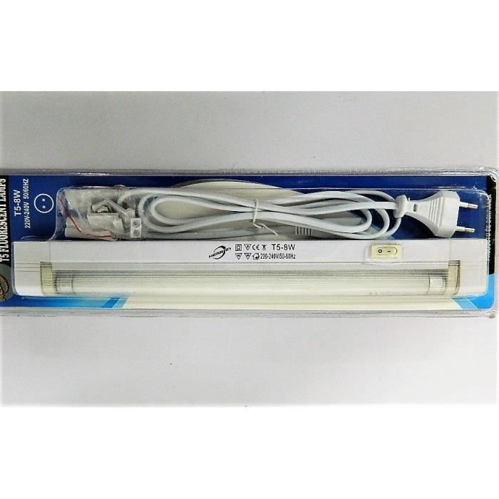 Réglette Fluo 8 W 34,5cm Blanc éclairage tube fluo meuble Luminaires ...