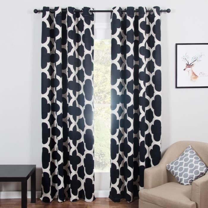 Rideaux Occultants à Oeillets 140x160cm Motif Quadrifolié Isolation ...