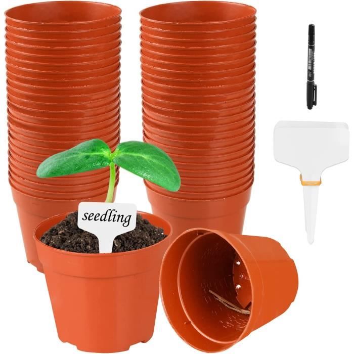 Pots De Fleurs Pépinières En Plastique, 8 Cm 50 Pots De Semis ...