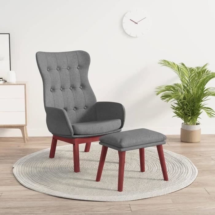 Drfeify Chaise de relaxation avec repose-pied Gris clair Tissu HB010 ...