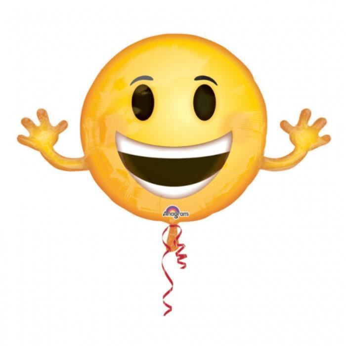 Ballon - JOUR DE FETE - Emoji Sourire - Hélium - Aluminium - Jaune ...