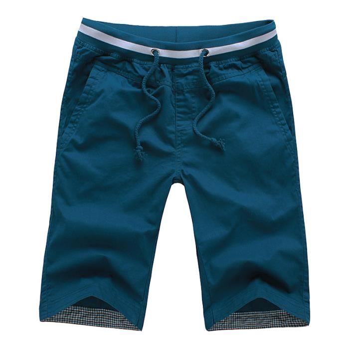 Vêtement homme,Short homme en coton pour l'été ... bleu - Cdiscount ...