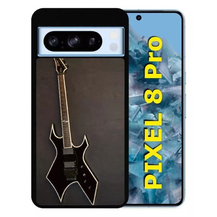 Coque pour pixel 8 pro - guitare rock n roll - silicone - noir ...