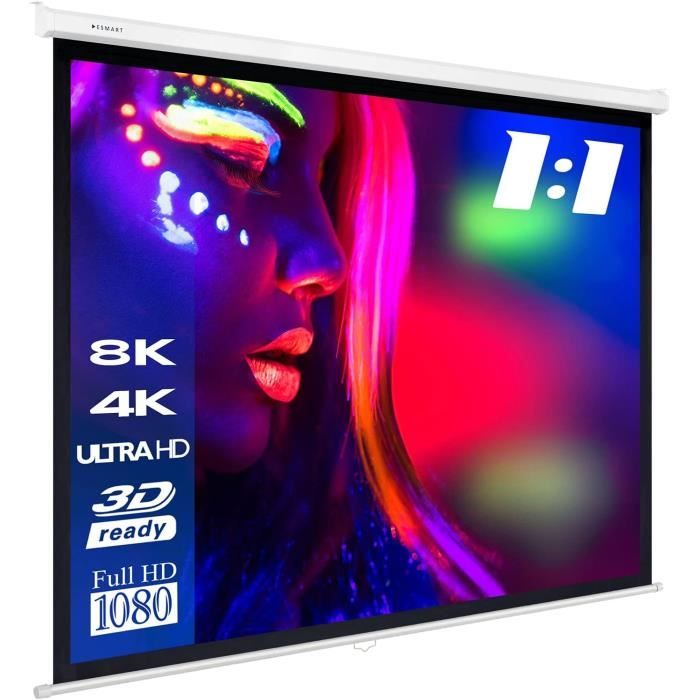 Professionnel Mirolo Écran De Projection Manuel 213 X 213 Cm (120") 1:1 ...