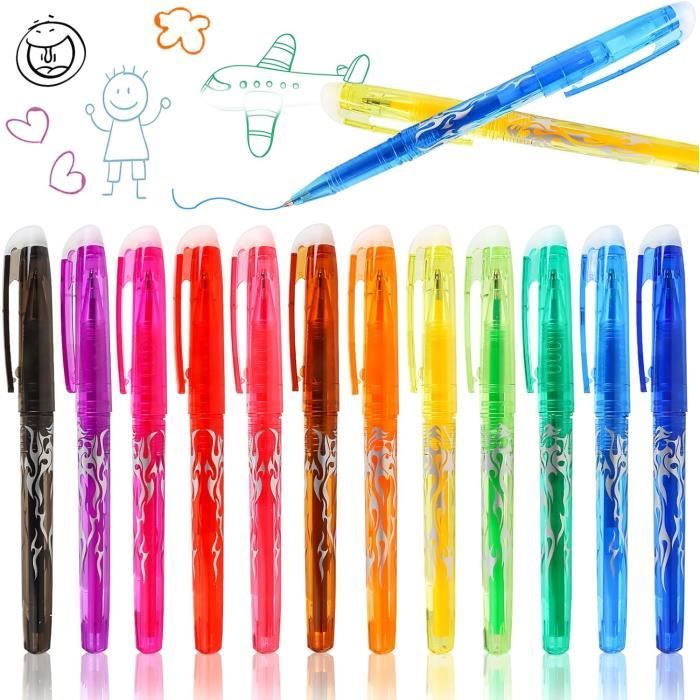 GUBOOM 12 Couleurs Stylos Effaçables, 0,7 mm Stylo Roller Effaçable ...