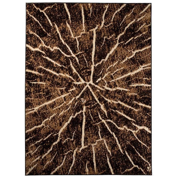 TAPISO Tapis Salon Poils Ras Luxury Marron Doré Tronc d'Arbre ...