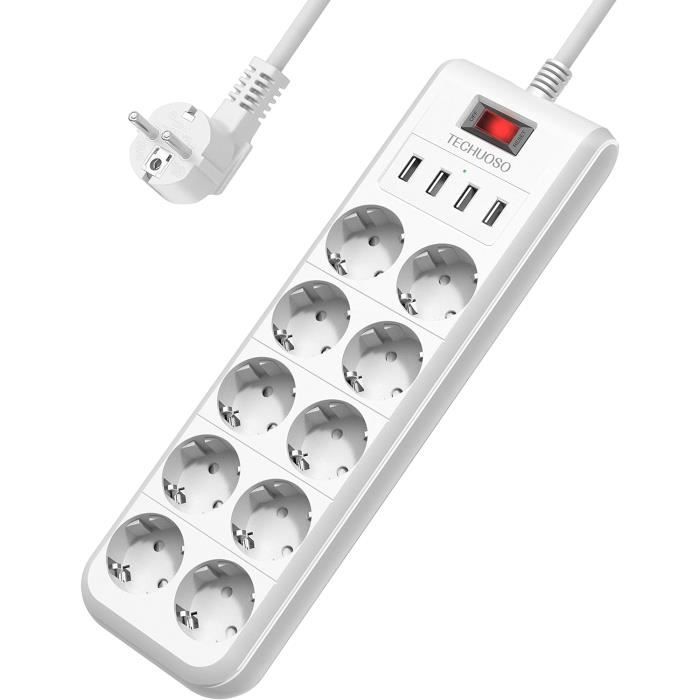 Multiprise Electrique (16A-4000W) Multiprise 10 Prises Avec 4 Ports Usb ...