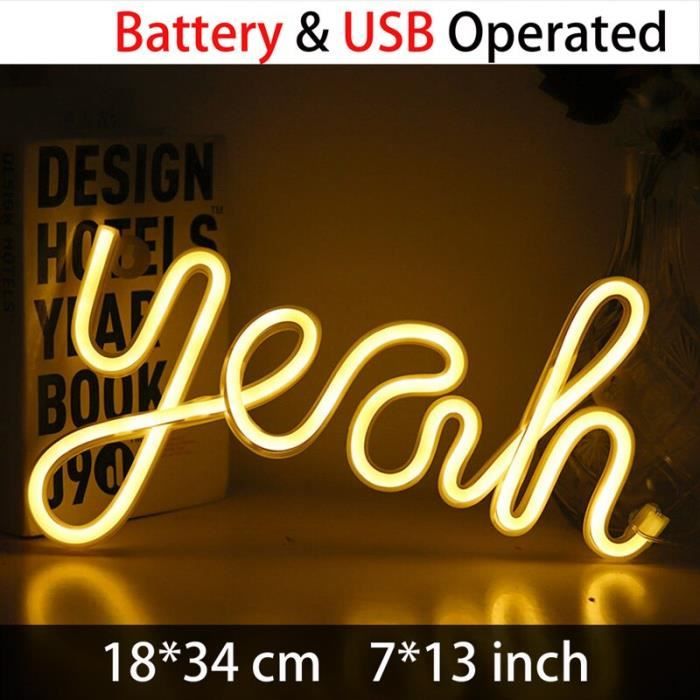 NEON,Yeah-Warm--Lampe LED en néon en forme de signe, luminaire ...